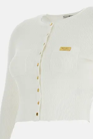 Elisabetta Franchi Micro-braided Knit Cardigan - White