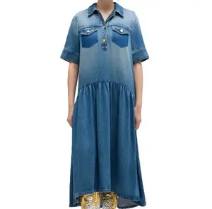 GANNI Light Washed Denim Shirt Dress