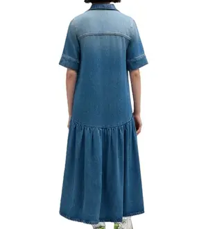 GANNI Light Washed Denim Shirt Dress