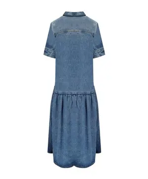 GANNI Light Washed Denim Shirt Dress