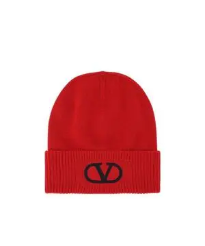 Valentino Garavani Vlogo Signature Wool Beanie - Red