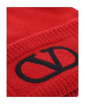 Valentino Garavani Vlogo Signature Wool Beanie - Red