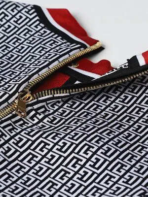 Balmain Jacquard Monogrammed Cropped Top With Lion Head Buttons