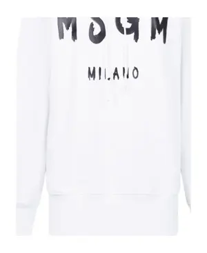 MSGM Logo Printed Cotton Hoodie - Black