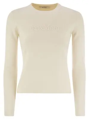 Max Mara Logo Embossed Crew Neck Long Sleeve Sweater