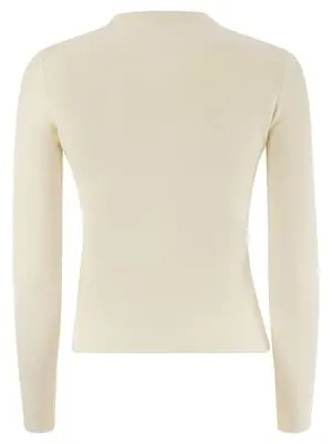 Max Mara Logo Embossed Crew Neck Long Sleeve Sweater