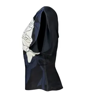 Victoria Beckham Draped Sleeve Top With Contrast Stitching