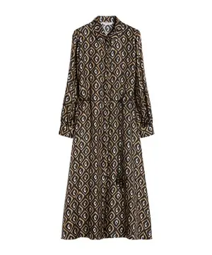 Max Mara Long Sleeve Printed Shirt Dress - Black