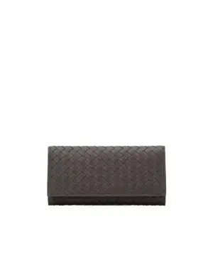 Bottega Veneta Logo Folding Wallet - Black