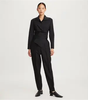 Tory Burch High-waist Tapered Tailored Trousers - Black