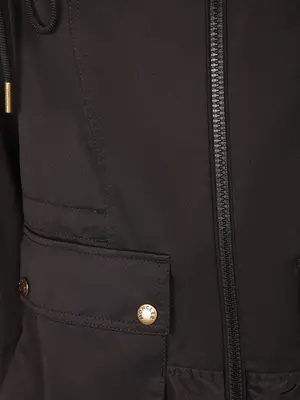 Moncler Adenium Hooded Coat With Logo Patch - Black