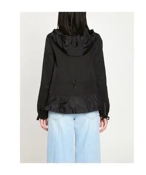 Moncler Adenium Hooded Coat With Logo Patch - Black