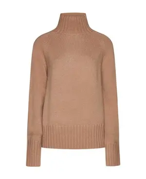 Max Mara High Neck Wool Blended Sweater - Brown