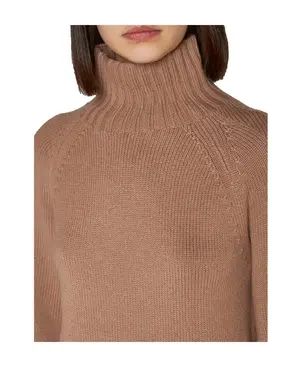 Max Mara High Neck Wool Blended Sweater - Brown