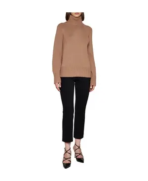 Max Mara High Neck Wool Blended Sweater - Brown
