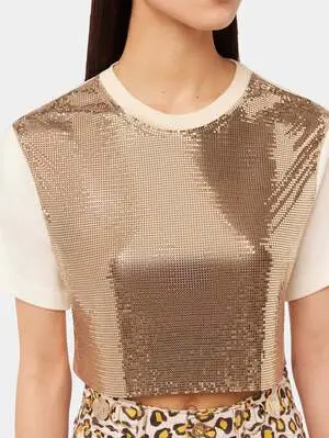 Rabanne Cropped T-shirt With Chainmail Effect