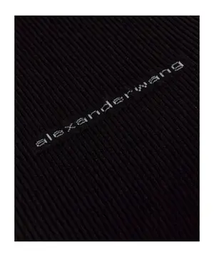 Alexander Wang Logo Ribbed Knit Top - Black