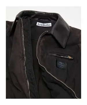 Acne Studios Garment-dyed Cotton Bomber Jacket With Leather Collar