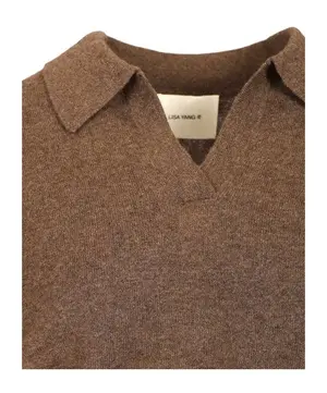 LISA YANG Katriel Polo Knitted Sweater - Brown