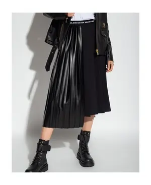 Versace Asymmetric Pleated Skirt With Logo Waistband