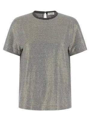 Brunello Cucinelli Striped Metallic T-shirt