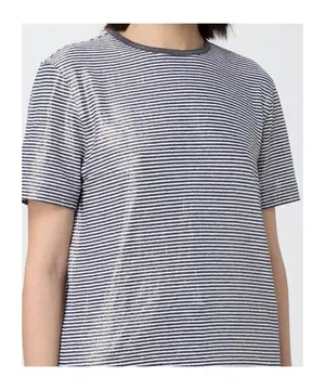 Brunello Cucinelli Striped Metallic T-shirt - Black/gray