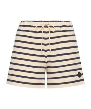 Moncler Striped Logo Patch Shorts - White/blue
