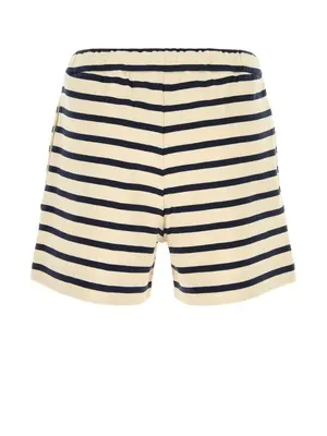 Moncler Striped Logo Patch Shorts - White/blue