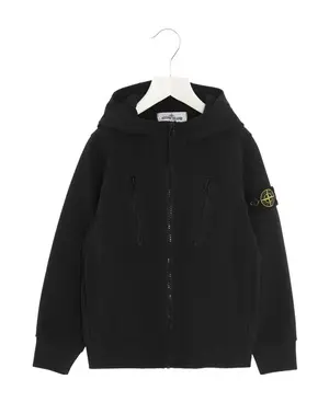 Stone Island Logo Patch Hooded Jacket - Black