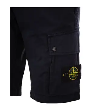 Stone Island Logo Patch Cargo Shorts - Blue