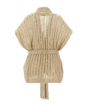 Brunello Cucinelli Shawl Collar Ribbed Knit Cardigan