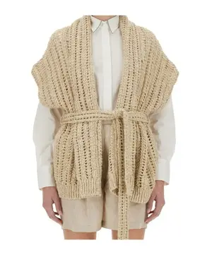 Brunello Cucinelli Shawl Collar Ribbed Knit Cardigan