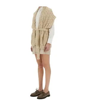 Brunello Cucinelli Shawl Collar Ribbed Knit Cardigan