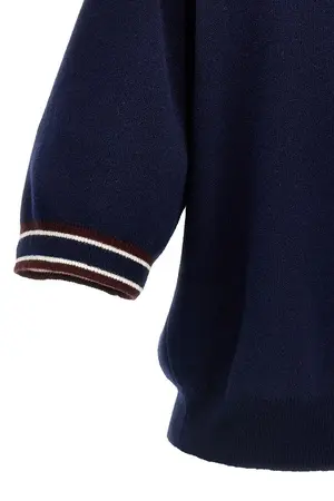 Miu Miu Logo Patch Short Sleeve Knit Polo