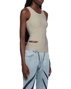 DION LEE Cinched Ripped-detail Tank Top
