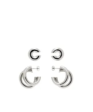 Rabanne Tone Hoop And Cuff Set - Silver
