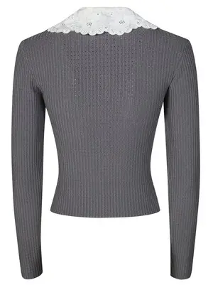 SELF-PORTRAIT Lace Collar Knitted Top