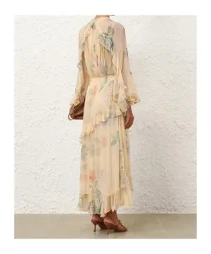 Zimmermann Asymmetrical Skirt With Laminated Flounces