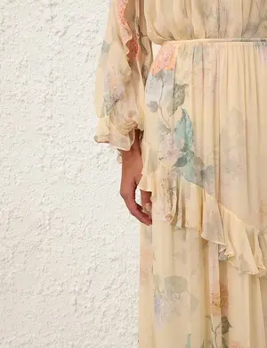 Zimmermann Asymmetrical Skirt With Laminated Flounces