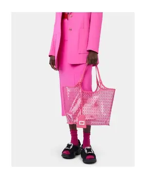 ROGER VIVIER Geometric Print Pvc Tote Bag - Pink
