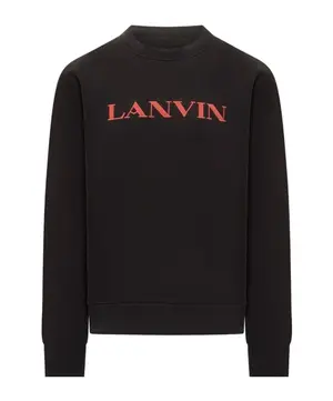LANVIN Logo Embroidered Crewneck Sweatshirt - Black