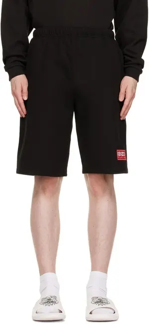 Kenzo Logo Patch Mid-rise Fleece Shorts