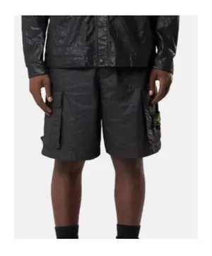 Stone Island Wide Leg Cargo Shorts - Black