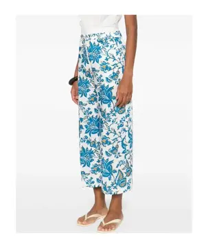Etro Cropped Floral Trousers - Blue