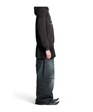 Balenciaga Medium Fit Hoodie With Sports Icon Graphic - Black