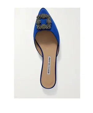 Manolo Blahnik Hangisi Crystal Embellished Slippers