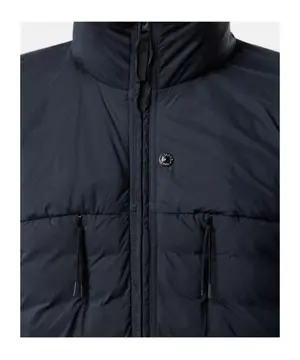 Stone Island Hooded Padded Coat With Stand Collar And Zip Fastening