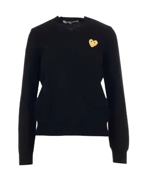 Play Comme Des Garcon Long Sleeve V-neck Pullover Sweater - No