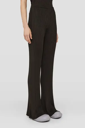 JIL SANDER Ribbed Knit Wide-leg Trousers - Black