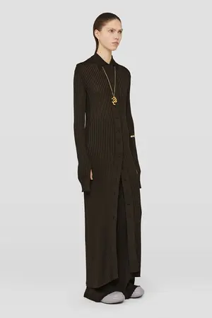 JIL SANDER Ribbed Knit Wide-leg Trousers - Black